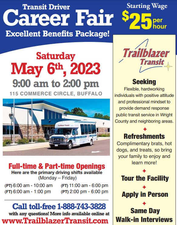 TRANSIT DRIVER CAREER FAIR Saturday, May 6th 9 a.m.-2 p.m. | Maple Lake ...